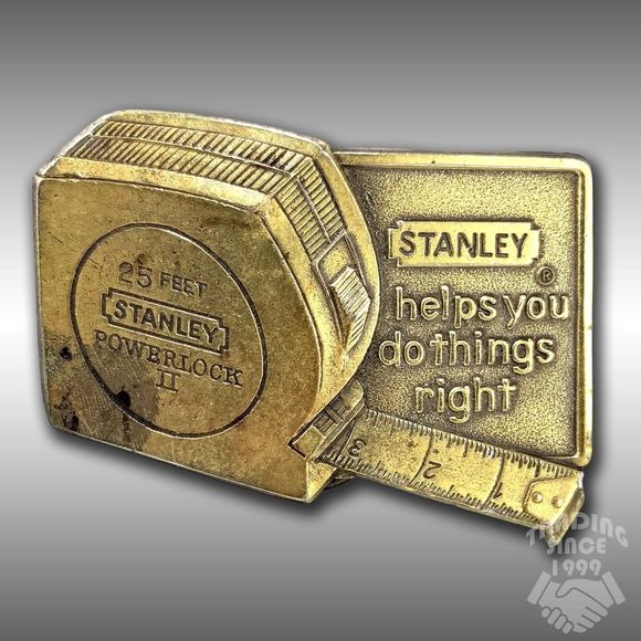 Other | Vintage Belt Buckle 198 Stanley Tools Measuring Tape Limited ...